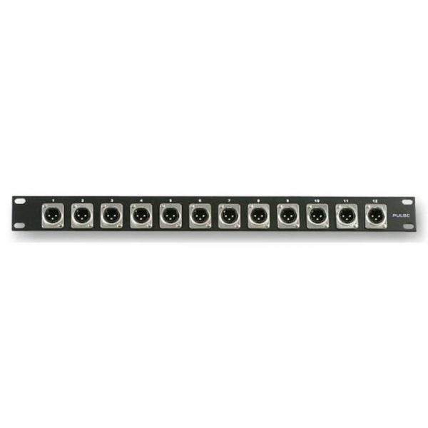 XLR Rack Panel with 12 Male Connectors - 1U - Pulse