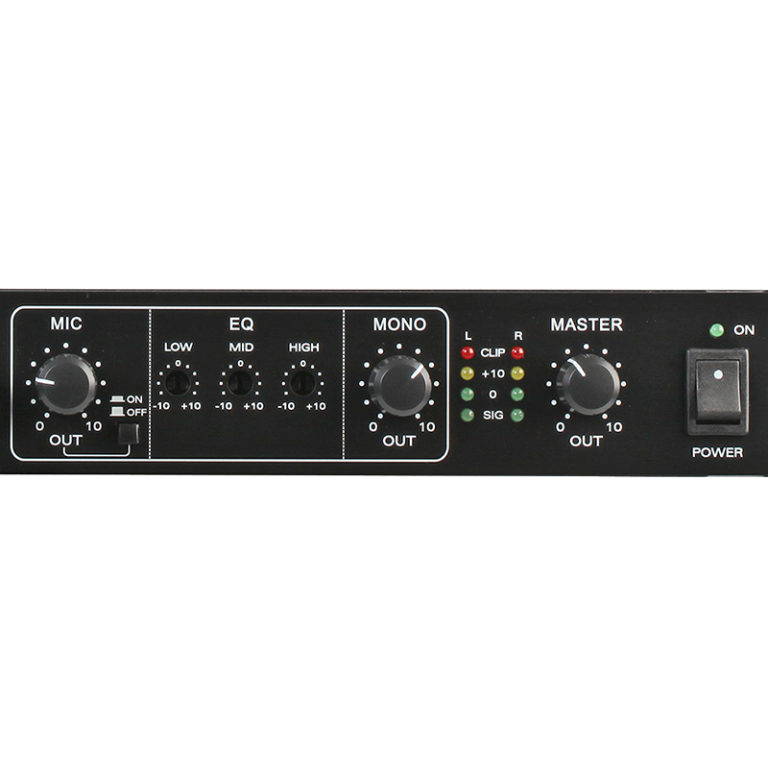 RMX112 19" 1U 12 Channel Mic/Line Rack Mixer with Priority - Pulse